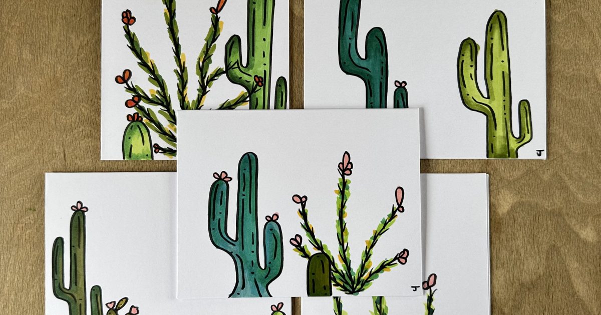 Hand Drawn Desert Greeting Cards - Tiny Shiny Home